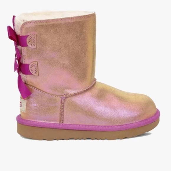 UGG | Shoes | New Ugg T Bailey Bow Ii Shimmer Suede Shearling Boots Metallic | Poshmark